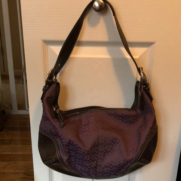 Coach | Bags | Coach Logo Purple With Brown Leather | Poshmark